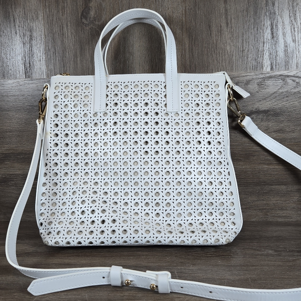 Jeff Wan Hillside White Perforated Leather Tote Lined… - Gem